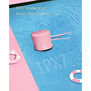 EWA A119 Mini Bluetooth Speaker with Lanyard, Small Speaker with Bass Radiator, IPX7 Waterproof, Tiny but Powerful, Cute Metal Wireless Portable Speaker (Rose-Gold)