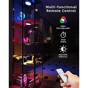 Rechargeable Color Changing Puck Lights, 1600mAh Battery Powered Tap Light with Remote Magnetic Push lights Stick On Closet Lights Wireless LED USB Shelf Light RGB Under Cabinet Touch Lights Classroom