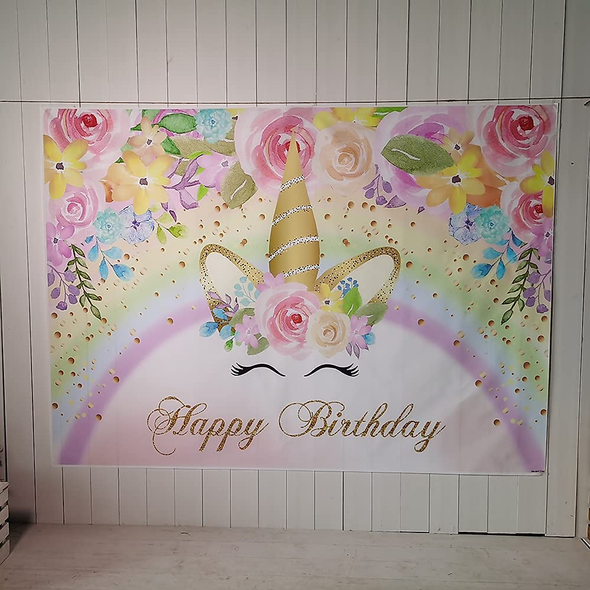 Photography Backdrop Girl Unicorn Birthday Party Banner Princess Sweet Pony Decoration Floral Rainbow Studio photobooth Background Baby Shower Posters photocall Dessert Table Mural Decorations