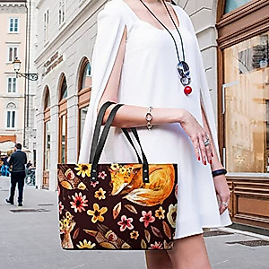 Womens Handbag Animals Fox Leather Tote Bag Top Handle Satchel Bags For Lady