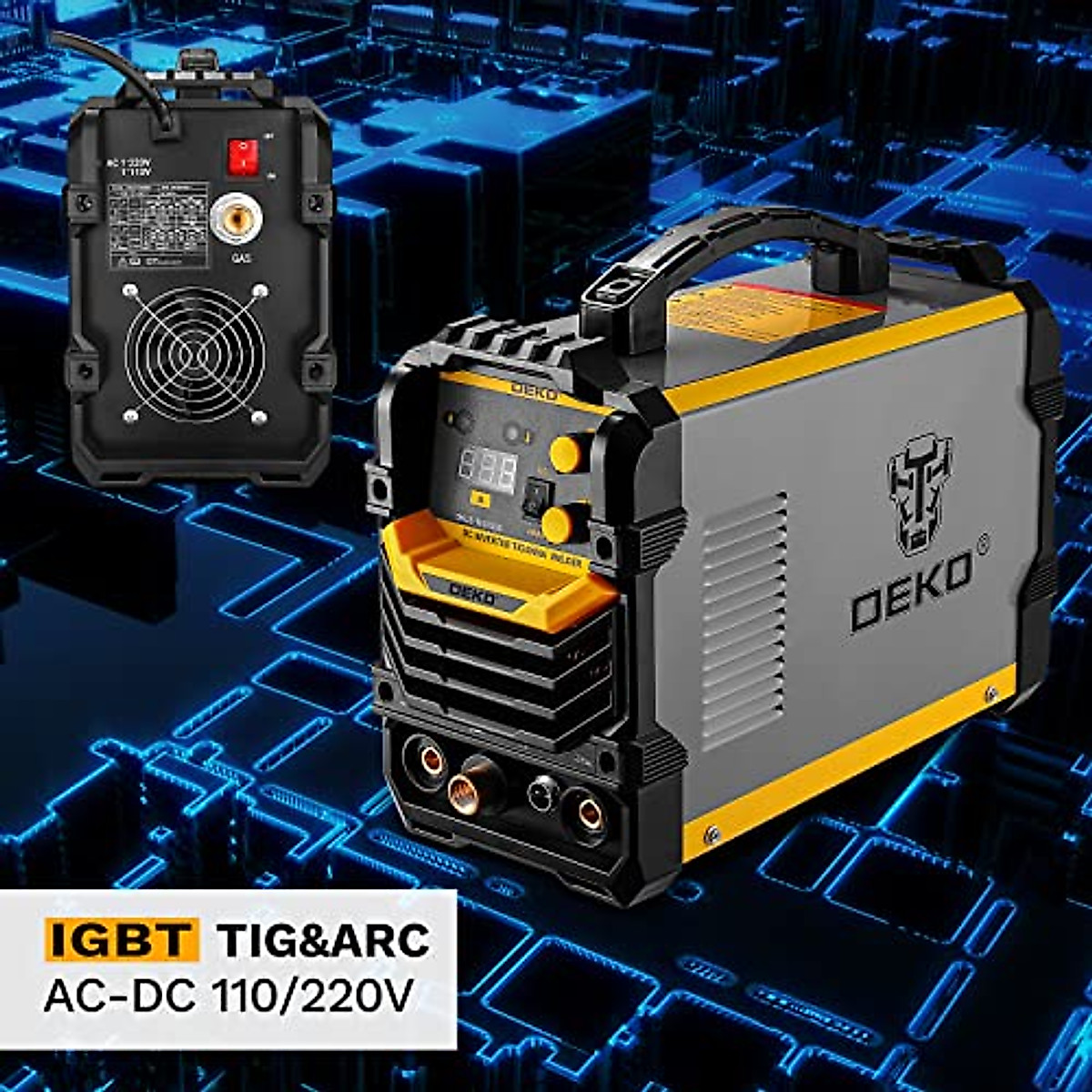 DEKOPRO TIG Welder 200A High Frequency 110/ 220V Dual Voltage Welder Machine, TIG/Stick/Arc 2 in 1 Welding Machine