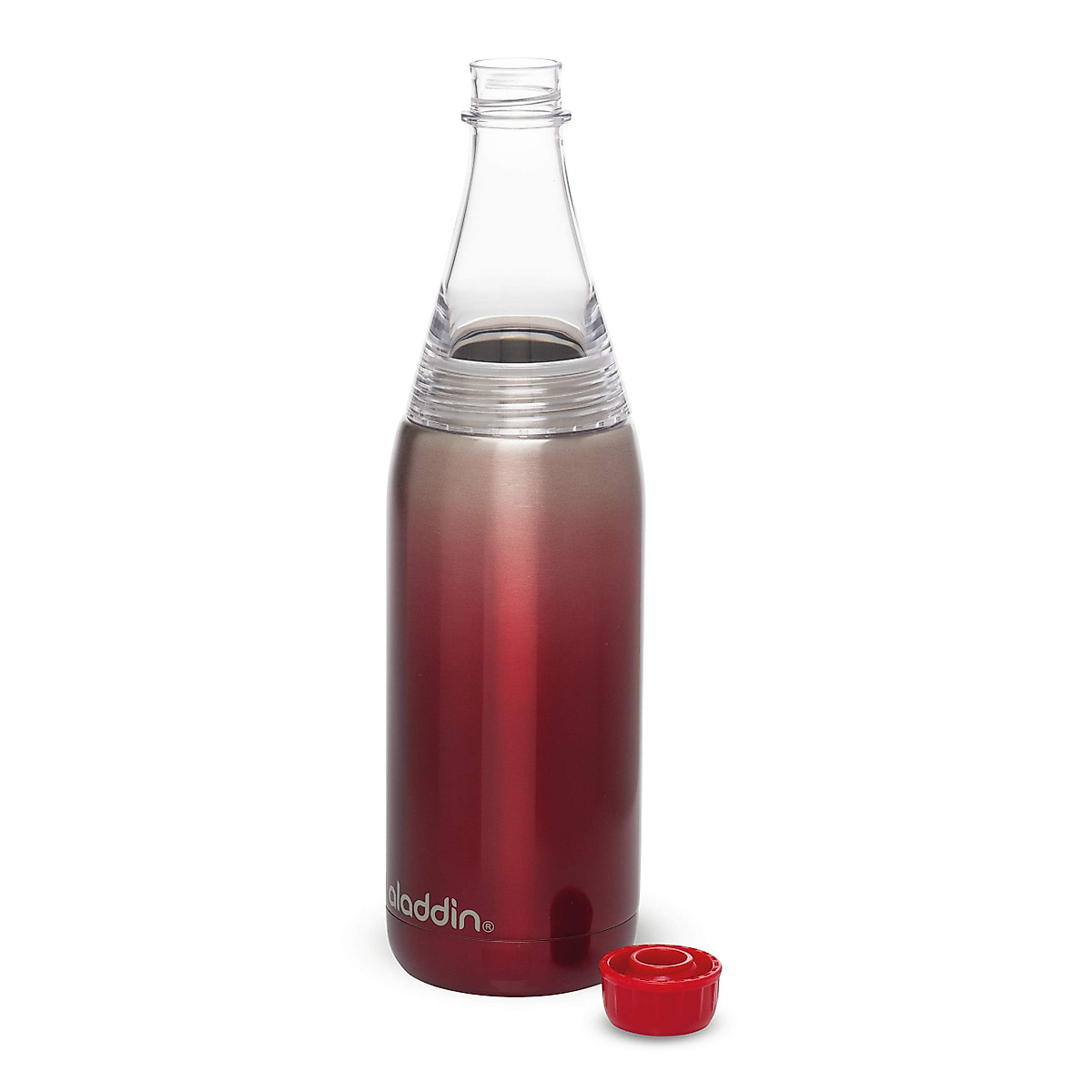 Aladdin Fresco Twist and Go Stainless Steel Vacuum Insulated Water Bottle, Red, 0.6 Litre