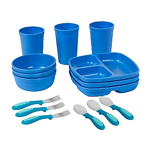 ECR4Kids My First Meal Pal Combo Set, Children's Tableware, Blue, 15-Piece