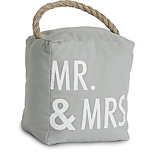 Pavilion - Open Door Decor 5" x 6" Gray Door Stopper "Mr. & Mrs."