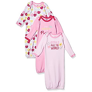 Luvable Friends Unisex Baby Cotton Gowns, Girls Rule, 0-6 Months