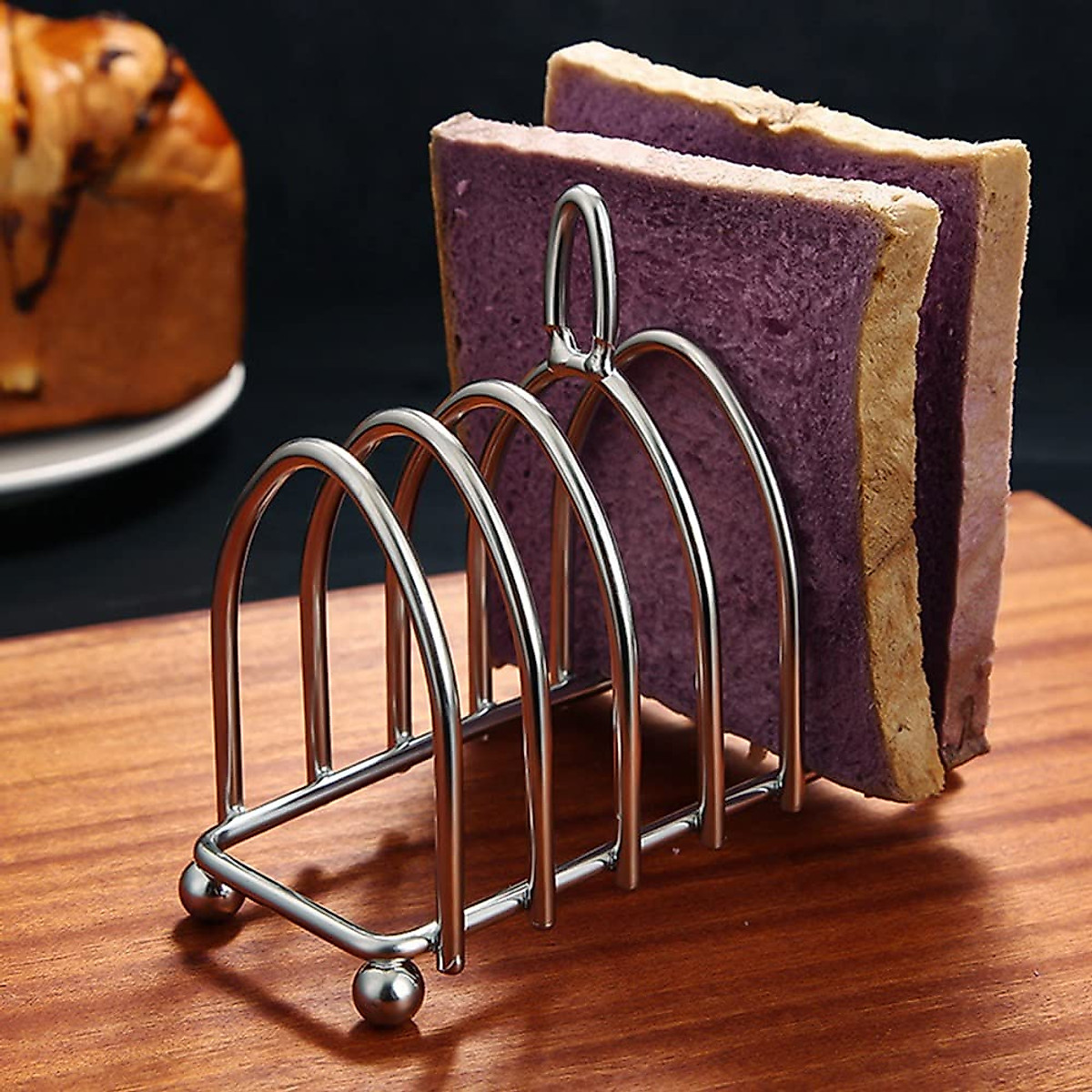Lodokdre Toast Bread Rack Holder 6 Stainless Steel Toast Rack with Ball Feet and Loop Carry Handle