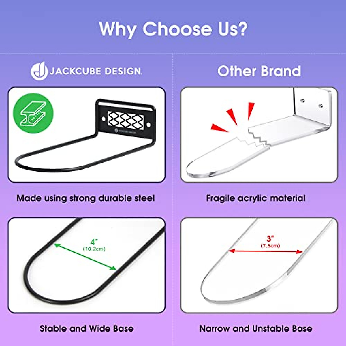 J JACKCUBE DESIGN Black Metal Floating Shoe Display Shelves for Wall Mount, Set of 6 Sneaker Showcase Organizer Rack Display -MK1068A