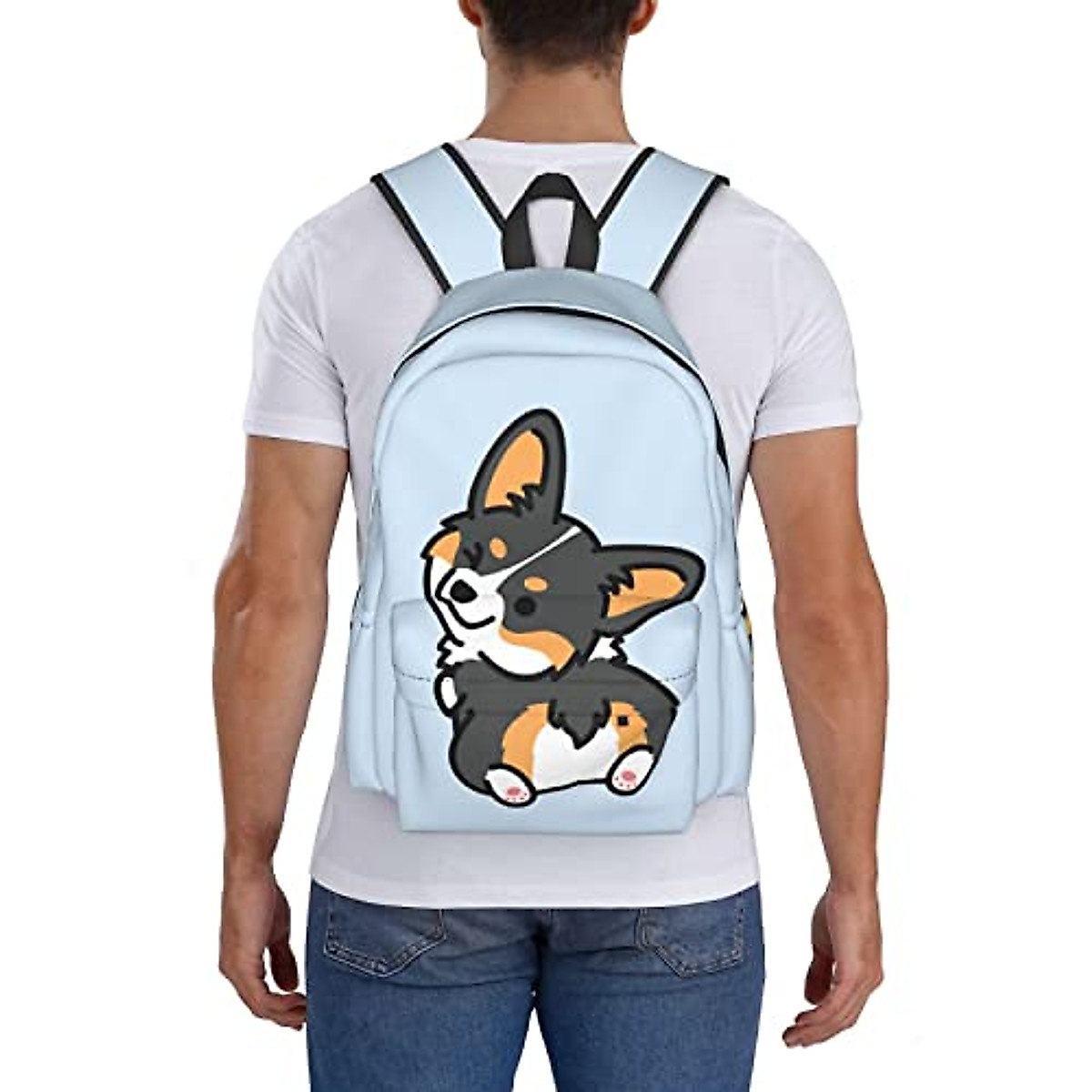 FeHuew 17 inch Backpack Cute Corgi Tricolor Dog Laptop Backpack School Bookbag Shoulder Bag Casual Daypack