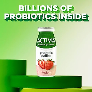 Activia Probiotic Dailies Strawberry Lowfat Yogurt Drinks, Delicious Daily Probiotic Yogurt Smoothie Drinks to Help Support Gut Health, 8 Ct, 3.1 FL OZ