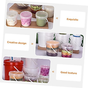 DOITOOL 3Pack Clear Plastic Bucket with Lid and Handle (1L) Ice Cream Tub with Lids, Food Grade Round Plastic Pail Container with Lid, Freezer Food Storage Containers