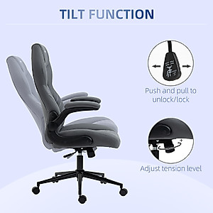 Vinsetto Gaming Chair with Flip Up Arm, High Back Desk Computer Chair, Gamer Chair with Adjustable Height and Swivel Wheel, Dark Gray