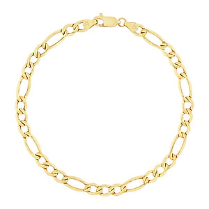 Nuragold 10k Yellow Gold 5.5mm Figaro Chain Link Bracelet, Mens Womens Jewelry 7" 7.5" 8" 8.5" 9"