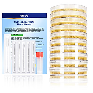 anlab™ Nutrient Agar Petri Dishes Science Project Kit, 10 Pre-Poured Agar Plates and Cotton Swabs for Science Experiments, Bacteria Science Kit - Sealed Separately (Amazon Delivery)