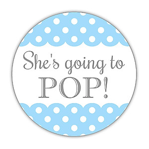 40 Ready to pop Stickers Blue, 2 inches - Going to pop Labels - Baby Shower Popcorn Favors (Sky Blue)