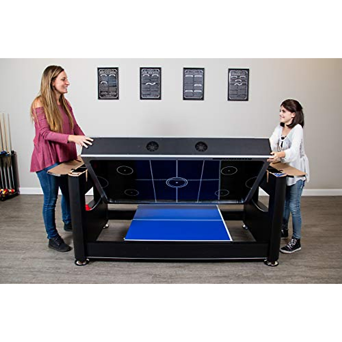 Triple Threat 6-ft 3-in-1 Multi Game Table with Billiards, Air Hockey, and Table Tennis