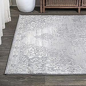 JONATHAN Y MDP103B-8 Modern Vintage Moroccan Medallion Indoor Area-Rug Country Easy-Cleaning Bedroom Kitchen Living Room Non Shedding, 8 X 10, Light Gray