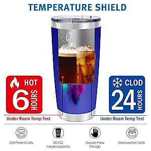 Jesmacti 20Oz Tumbler for Men Yellow Agua Violet Powder Blue Freeze Motion Powder Exploding Funny Coffee Tumbler Vacuum Insulated Coffee Mug for Dorm