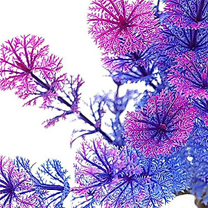 Aquarium Plant Plastic Fish Tank Plant Decorative Artificial Underwater Grass, Blue Purple