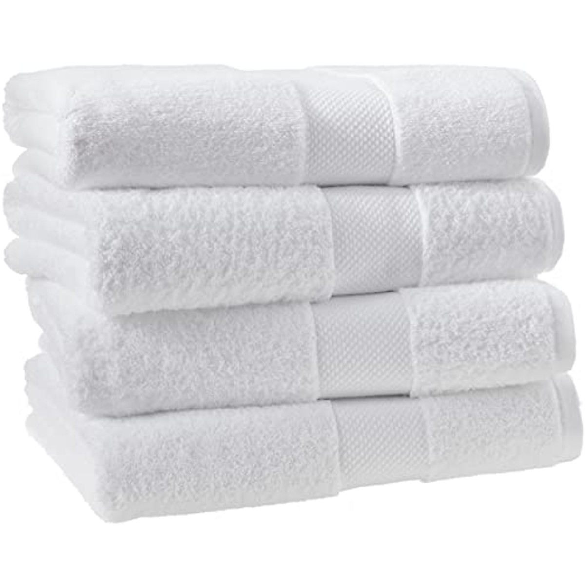 Amazon Aware 100% Organic Cotton Plush Bath Towels - Bath Towels, 4-Pack, White