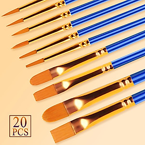 Paint Brushes Set 20pcs, Art Brushes, Paint Brushes, Paint Brush, Paint Brushes for Kids, Watercolor Brushes, Acrylic Paint Brushes, Paint Brushes for Acrylic Painting, Drawing and Art Supplies