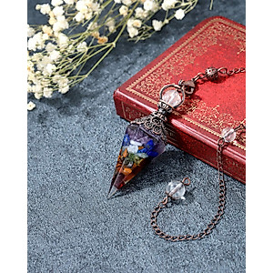 PESOENTH 7 Chakra Crystal Dowsing Pendulum Healing Hexagonal Gemstone Crystals Point Pendulum for Divination Scrying Dowser