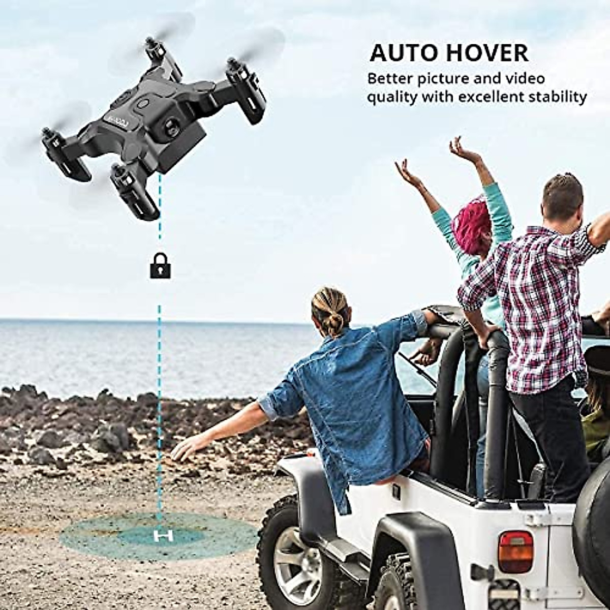 4DV2 Foldable Mini Drone with 720P Camera for Kids,2.4G FPV Video camera,Nano Portable Pocket RC Quadcopter Toys,3D Flip,Altitude Hold,Headless Mode,Trajectory Flight,3D Flips,3 Battery