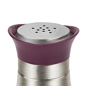 Evelyne Salt Pepper Seasoning Glass Shaker with Stainless Steel Cover 2 pcs Pack Set (Purple)