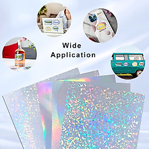 Uinkit 60 Pack Printable Holographic Sticker Paper for Inkjet and laser printer 8.5x11 inches Printable Waterproof Vinyl Sticker,Dries Quickly (60Pack, Variety Pack-5 color)