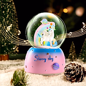Unicorn Snow Globe for Kids, VECU Snow Globe with Music Perfect Unicorn Music Box for Girls, Granddaughters Babies Birthday ( Manual Snow Drift)