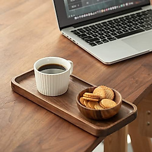 muso wood Walnut Serving Tray Solid Wood Small Tray Rectangle Platter Bathroom Tray Dinner Tray Tea Tray Coffee Tray (11.8 x 5 in)