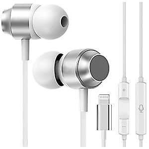 Headphones Earbuds Wired Earphones with Microphone and Volume Control,Lightning Connector Earbud [Apple MFi Certified] Headphone Compatible with iPhone 14/13/12/11 Pro/Xs Max/XR/X/7/8 Plus – White