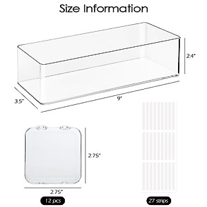 LUCKJUJU 12 Pcs 2.75" Press On Nail Storage Box Container False Nail Organizer Acrylic Display Case Packaging Box with Adhesive Double Sided Tape for Nail Art (Not Included Press On Nail)
