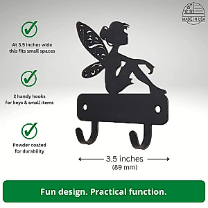 The Metal Peddler Miniature Fairy - Key Holder for Wall - XS 3.5 Inch - Made in USA