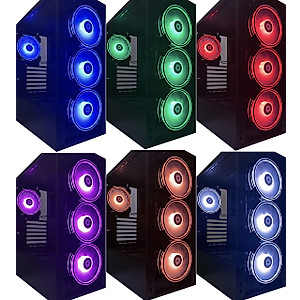 Apevia ET62-RGB Electro 120mm Silent RGB Color Changing LED Fan with Remote Control, 28x LEDs & 8X Anti-Vibration Rubber Pads w/ 2 Magnetic RGB Color LED Strips (6+2-pk)