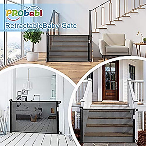 Retractable Baby Gate Extra Wide，PRObebi Mesh Safety Gate for Babies and Pets 34" Tall Extends up to 71" Wide, Retractable Mesh Gate for Stairs/Doorways/Indoor/Outdoor/Hallways