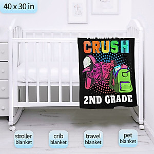 Gaming Blanket, I'm Ready to Crush 2nd Grade Back to School Video Game, Good Gift for Girl Boy, Extra Small 40" x 30" for Pet,Lightweight Flannel Soft and Comfortable, ARAHANT