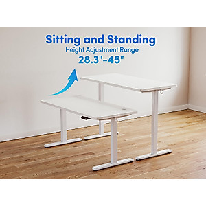 BANTI 63'' Standing Desk, Electric Stand up Height Adjustable Home Office Table, Sit Stand Desk with Splice Board, White