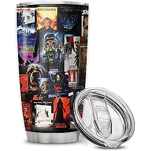 Campfami Classic Horror Movies Tumbler - Stephens King Scary Film Halloween Cup, Horror Characters, 20oz & 30oz Insulated Travel Coffee Mugs