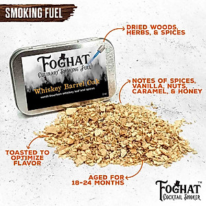 The Foghat Cocktail Smoker and Old Fashioned Smoked Cocktail Kit with Torch and Butane Refill - Bourbon Barrel Oak Wood Chips and 5 Singlez Bar Old Fasioned Mix Packets - Whiskey Smoker Kit For Drinks