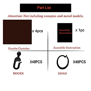 COZYVIDA Gazebo Universal Replacement Privacy Curtains 4-Panels sidewall with Zipper (ONLY Curtain) (10' x 10', Coffee)