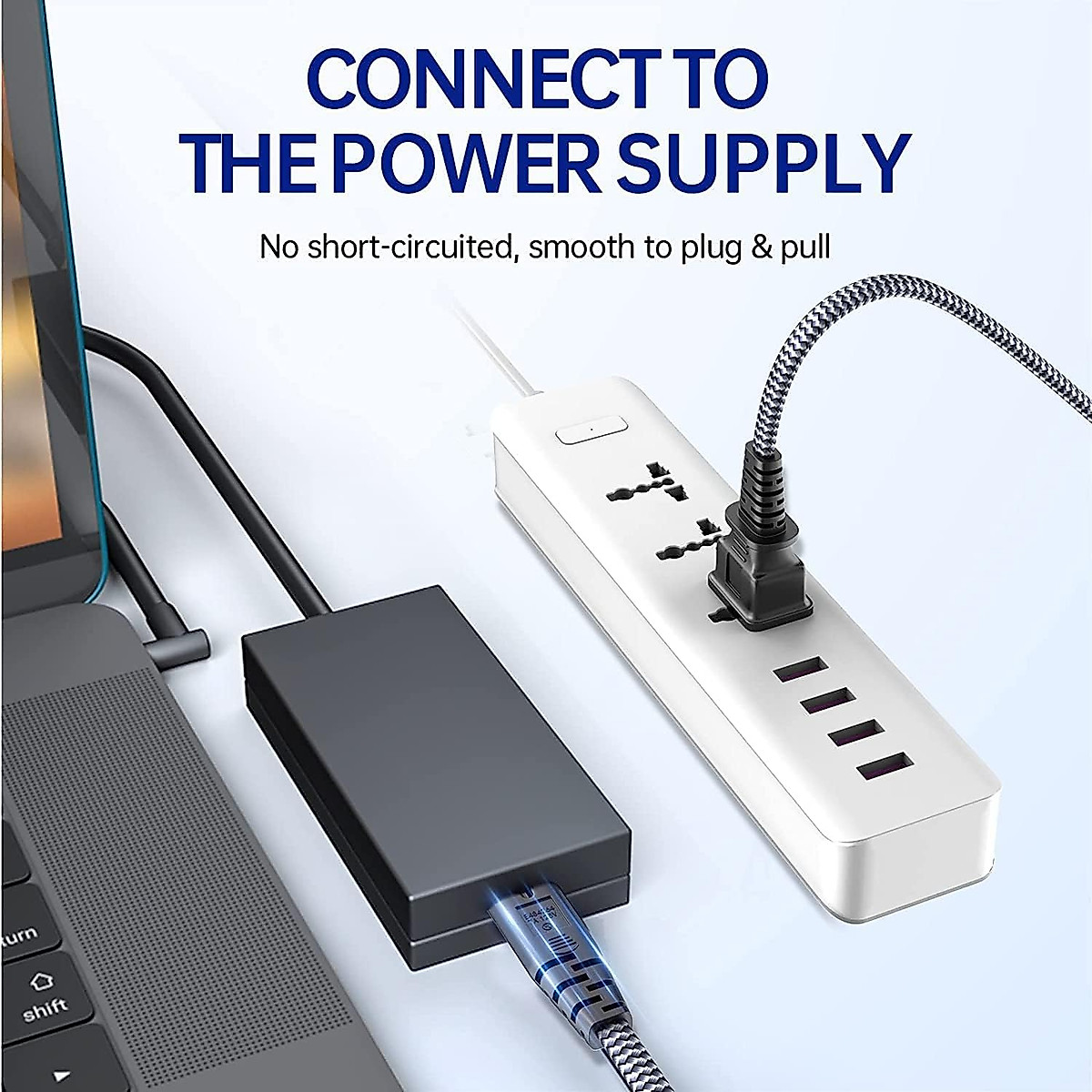 Power Cord,RIKSOIN Short 2 Prong Power Cable 1.64ft/0.5m AC Power Cable 7A 125V 18AWG Electric Adapter Cables 2 Pin Replacement Cable for PS5,PS4,PS3,Game Console,Printer,Monitor, Speaker,HDTV