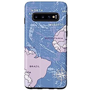 Galaxy S10 Dark Blue World Map West Africa And South America Case