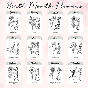 Custom Personalized Birth Flower Flower Your Name Engraved Insulated Stainless Steel Tumbler with Handle, Lid, and Straw 40 oz. Birthday Gift for Her