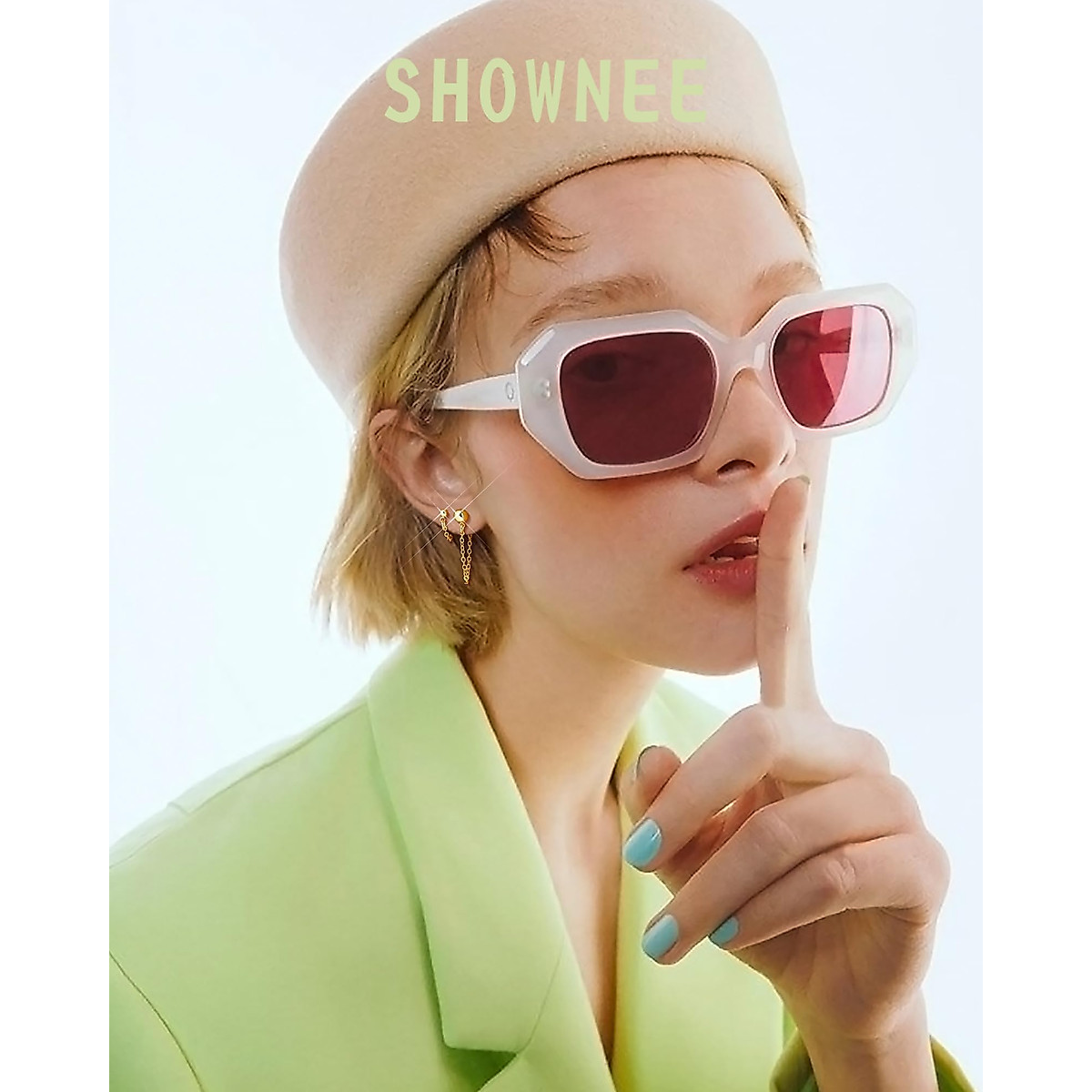 Shownee Gold Ball Studs Earrings for Women - Small Ball Stud 14K Gold Plated Hypoallergenic Chain Link Drop Dangle Earrings Set Jewelry Gifts