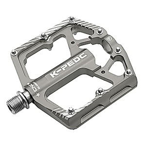 K PEDC Bike Pedal Aluminum Alloy 9/16" Bike Pedal MTB Wide Platform Flat Non-Slip Bicycle Pedals with 3 Bearings for Mountain Bikes, Road, BMX (TI 3bearings)