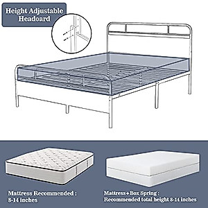 Allewie Heavy Metal King Bed Frame with Headboard & Footboard, Platform Bed with Strong 13 Support, Noise Free, No Box Spring Needed, Easy Assembly, Sandalwood Brown