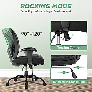 Big and Tall Office Chair 400lbs Cheap Desk Chair Mesh Computer Chair with Lumbar Support Wide Seat Adjust Arms Rolling Swivel High Back Task Executive Ergonomic Chair for Women Men,Black