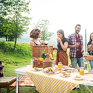 Outvita 4ft Portable Folding Camping Table, Outdoor Waterproof Adjustable Height Table, Aluminum Lightweight Suitcase Foldable Table for Picnic BBQ Beach Dining