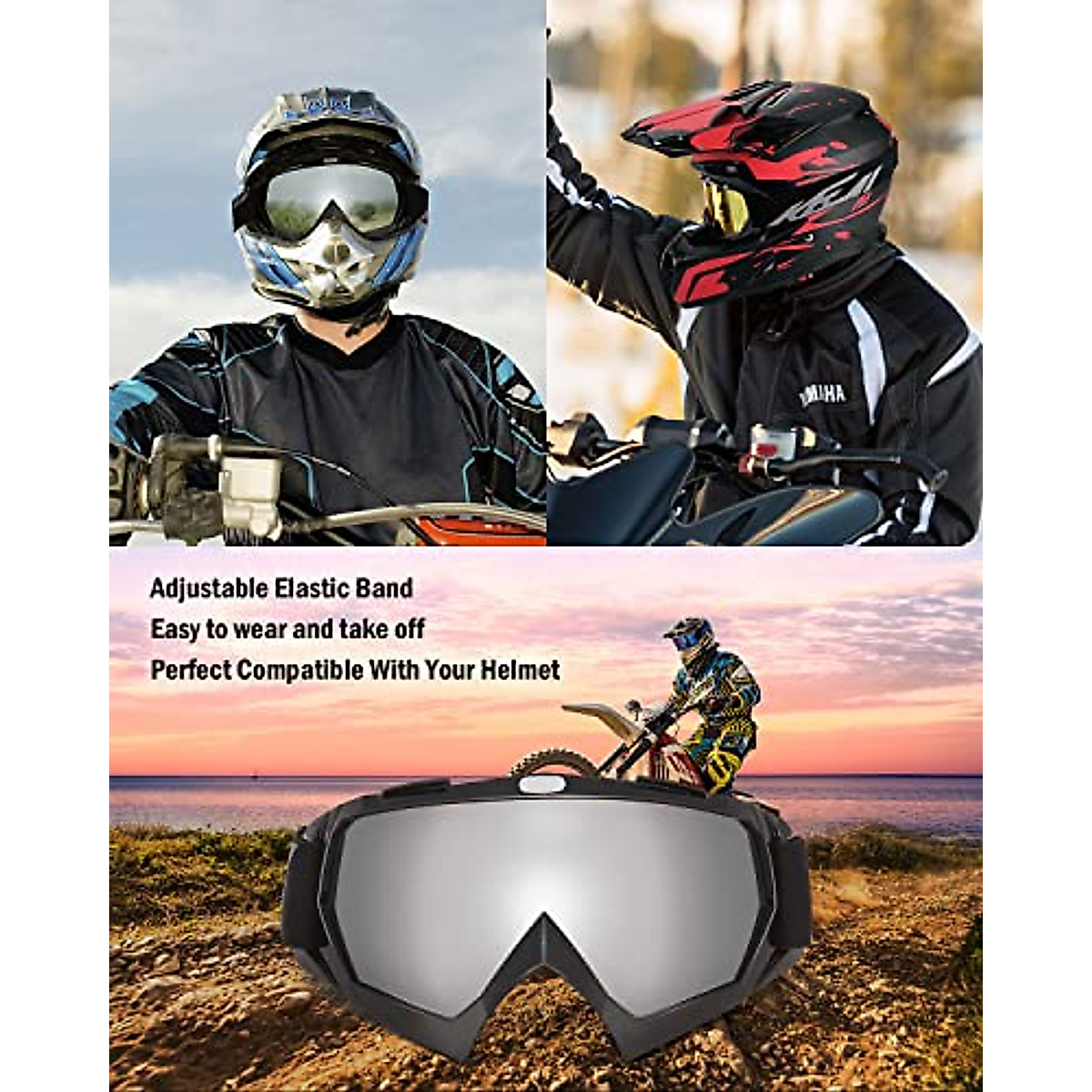 KEMIMOTO Dirt Bike Goggles Motocross Goggles ATV UTV Goggles Anti UV Riding Goggles Ski Goggles