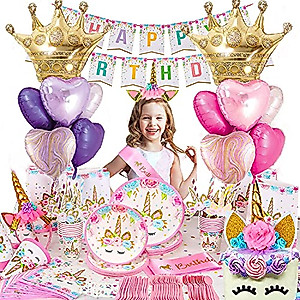 Pink And Gold Large Crown Heart Foil Helium Mylar Balloons Set For Girl's Happy Birthday Pink Princess Party Decorations Baby Shower Party Supplies